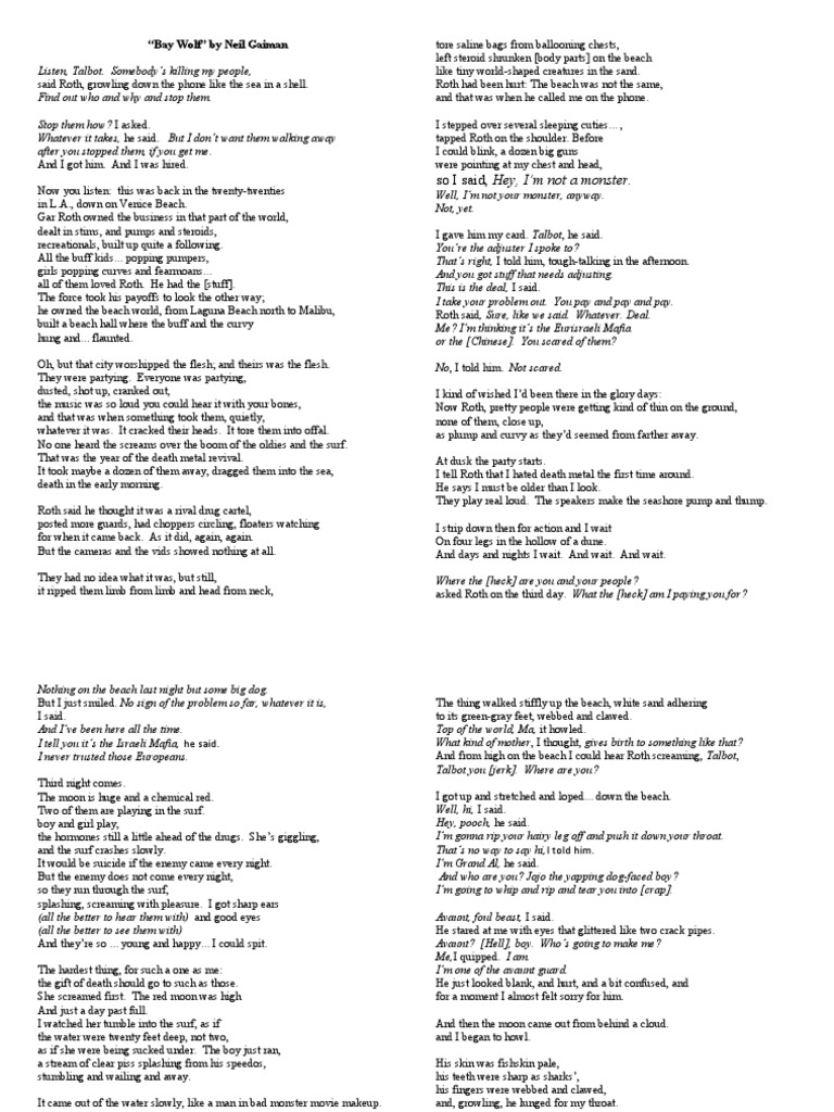 Bay Wolf by Neil Gaiman | PDF | Nature