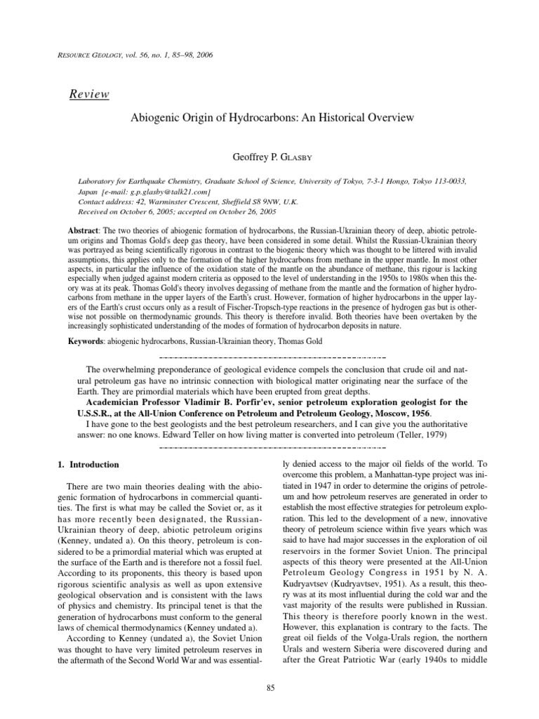 Abiogenic Oil Historical Overview | PDF | Petroleum | Hydrocarbons