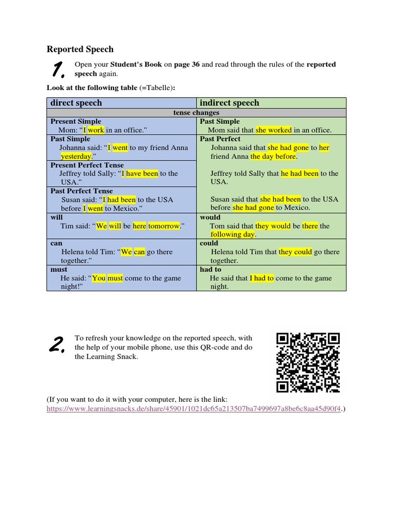 Worksheet Reported Speech | PDF | Grammar | Language Mechanics