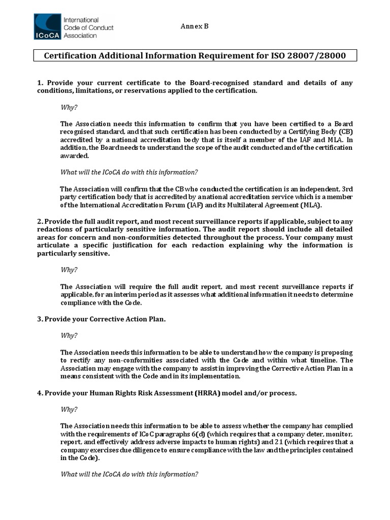 Annex B-Additional-Requirements-to-Recognition-Statement-for-ISO-28007 PDF | PDF | Human ...