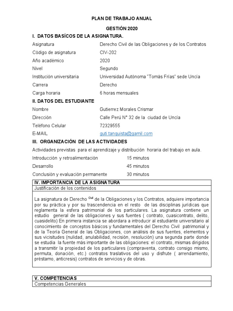 Plan de Asignatura Civ-202 Gestión 2020 | PDF | Razonamiento inductivo | Virtud