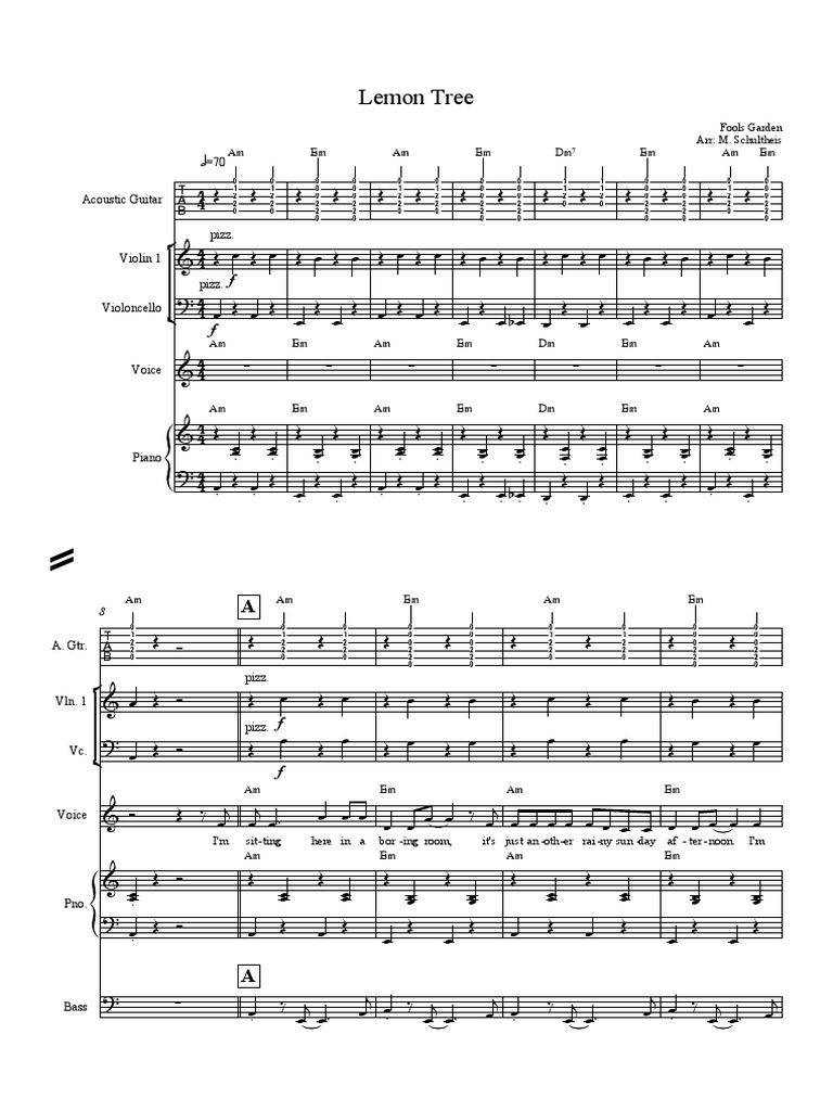 Lemon Tree Sheet Music Arrangements | PDF | Music Production | String ...