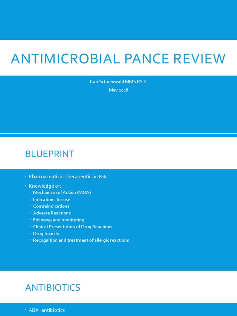 Antimicrobial PANCE Review | PDF | Medical Treatments | Rtt