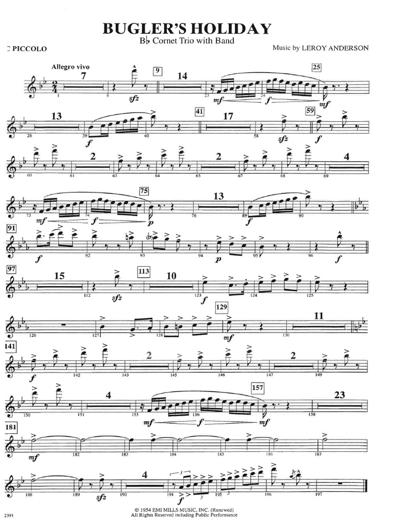 Bugler39s Holiday All Parts Minus Solo Cornets PDF | PDF