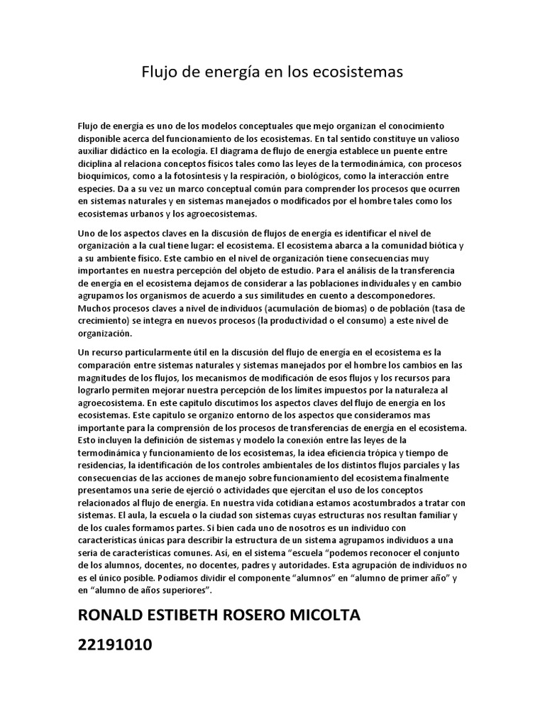 Flujo de Energía en Los Ecosistemas | PDF | Ecosistema | Naturaleza