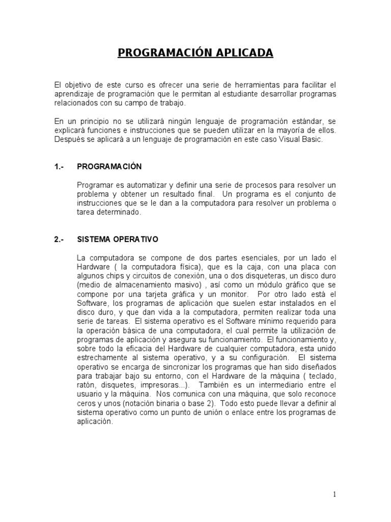 Programación aplicada: herramientas y conceptos básicos para desarrollar programas relacionados ...