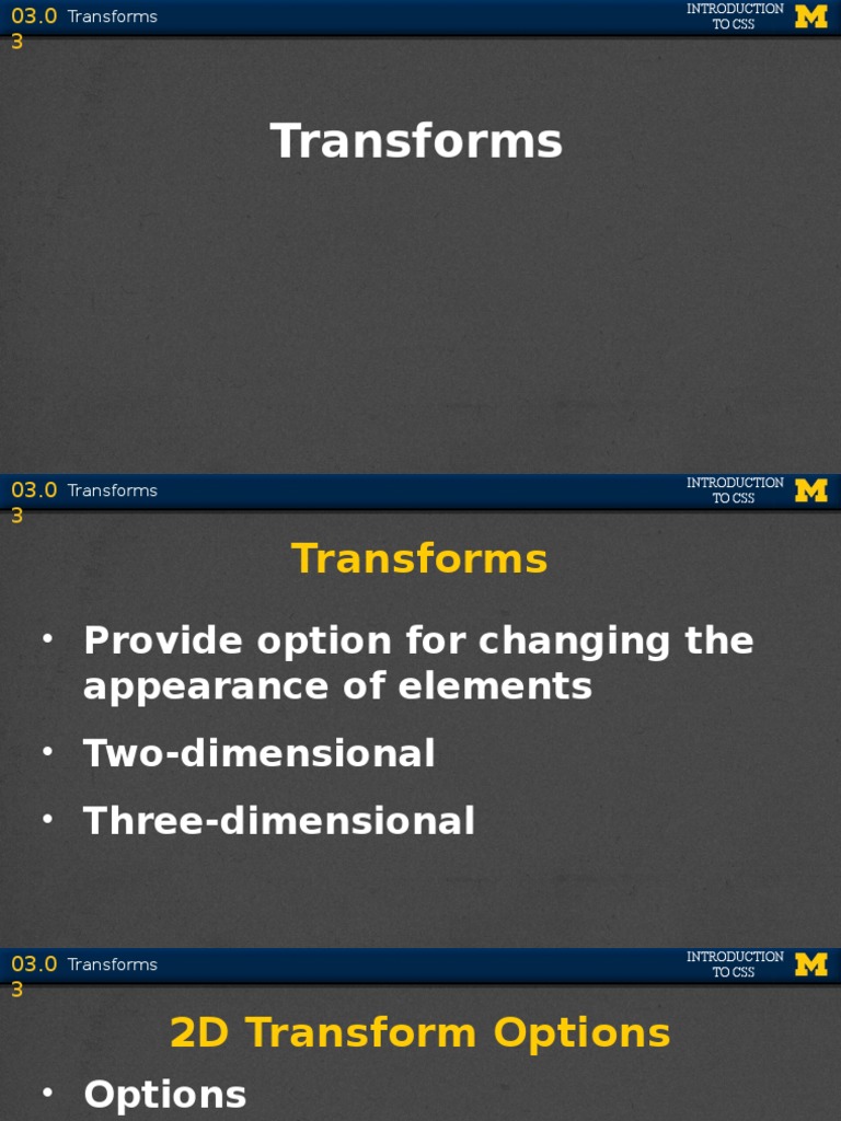 Introcss - ppt.03.03 Transforms | PDF | Cascading Style Sheets | 2 D Computer Graphics