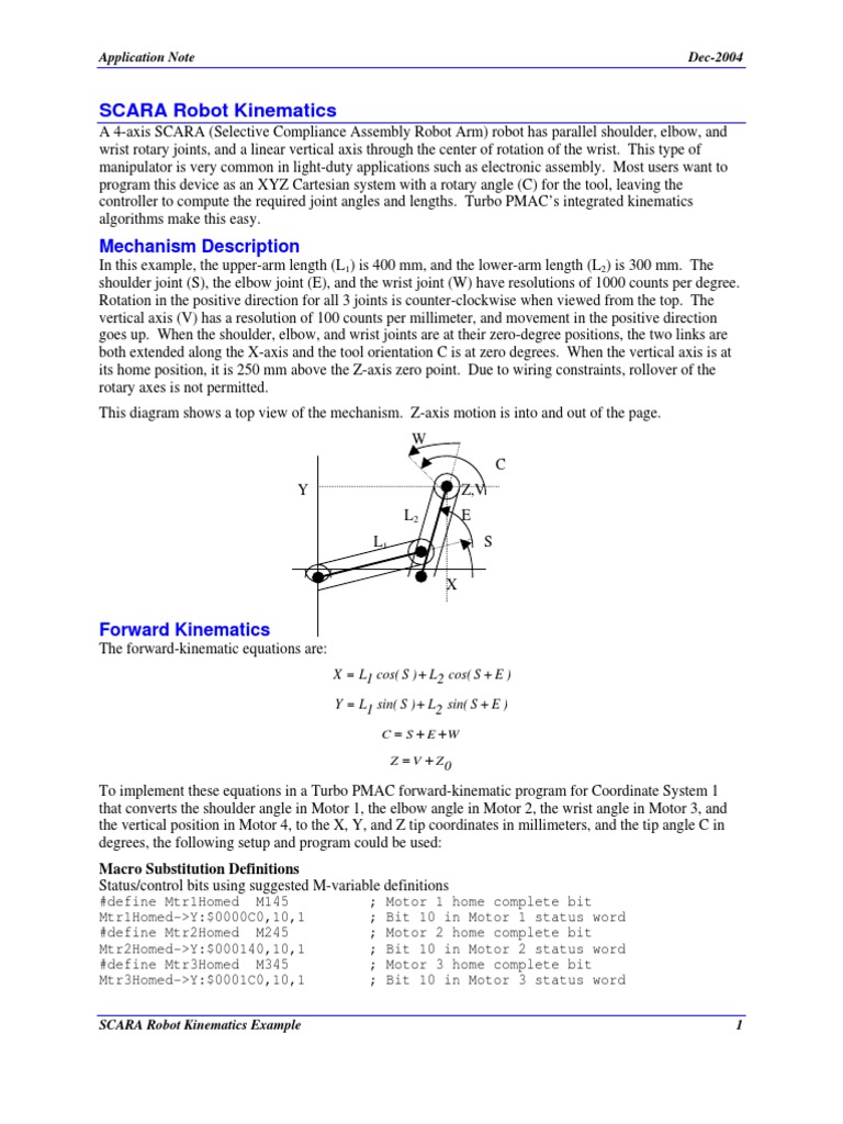 SCARA Robot Kinematics Overview | PDF | Cartesian Coordinate System ...