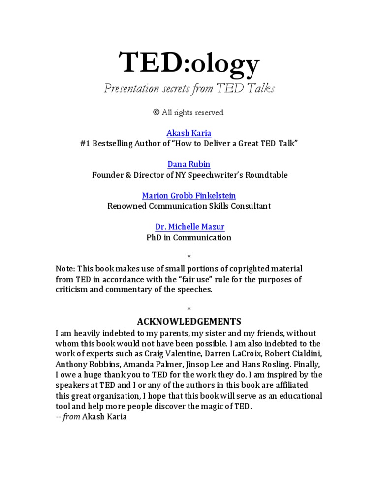 TEDology Presentation Secrets From TED | PDF | Humour | Laughter