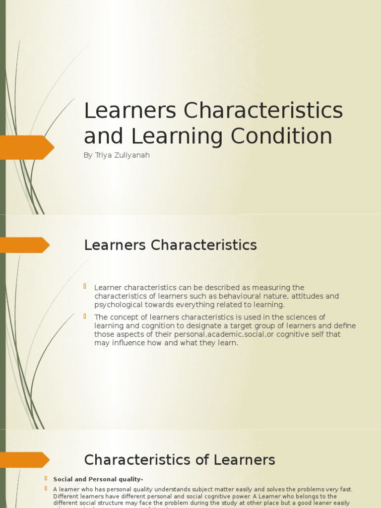 Learners Characteristics and Learning Condition | PDF
