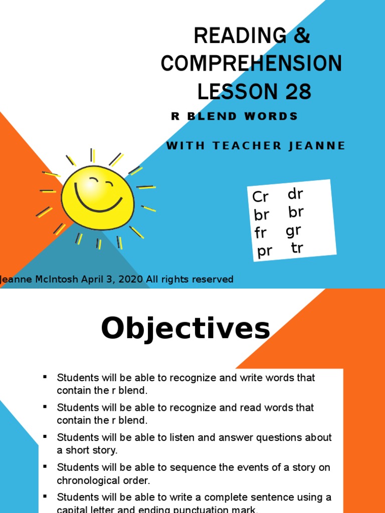 R Blend Words Lesson 28 | PDF | Learning