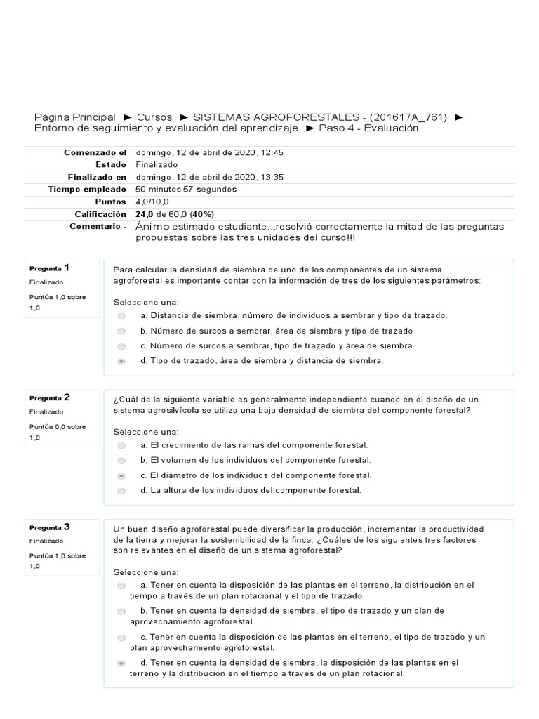 Paso 4 - Evaluación | PDF | Los bosques | Siembra