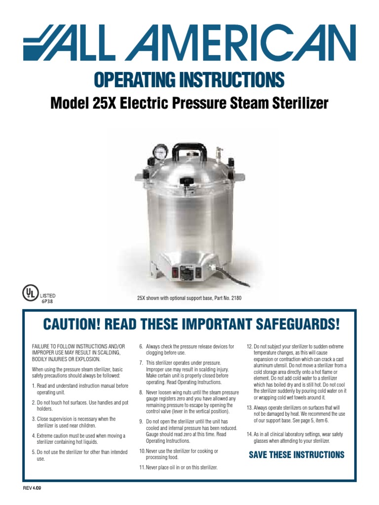 Autoclave All American PDF | PDF | Thermostat | Valve
