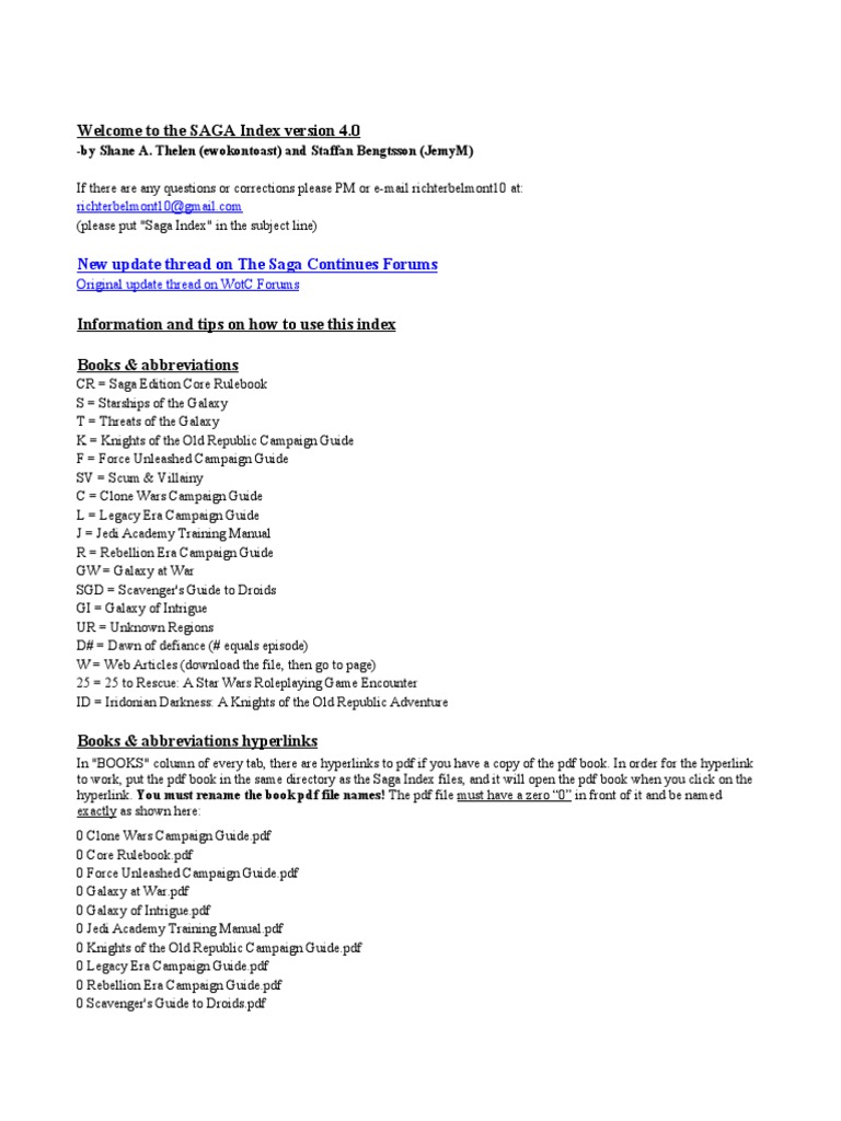 SAGA Index (v4.0) | PDF | Web Page | Ammunition