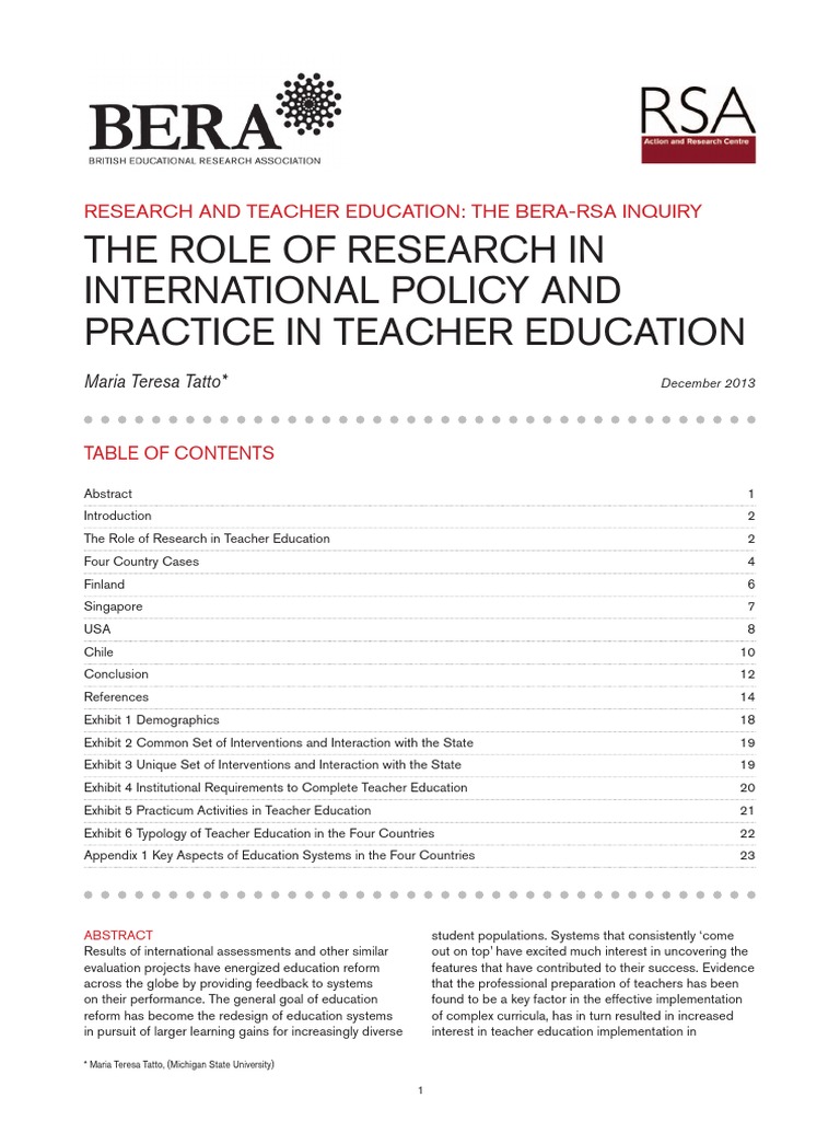 BERA Paper 2 International Policy and Practice in Teacher Education ...