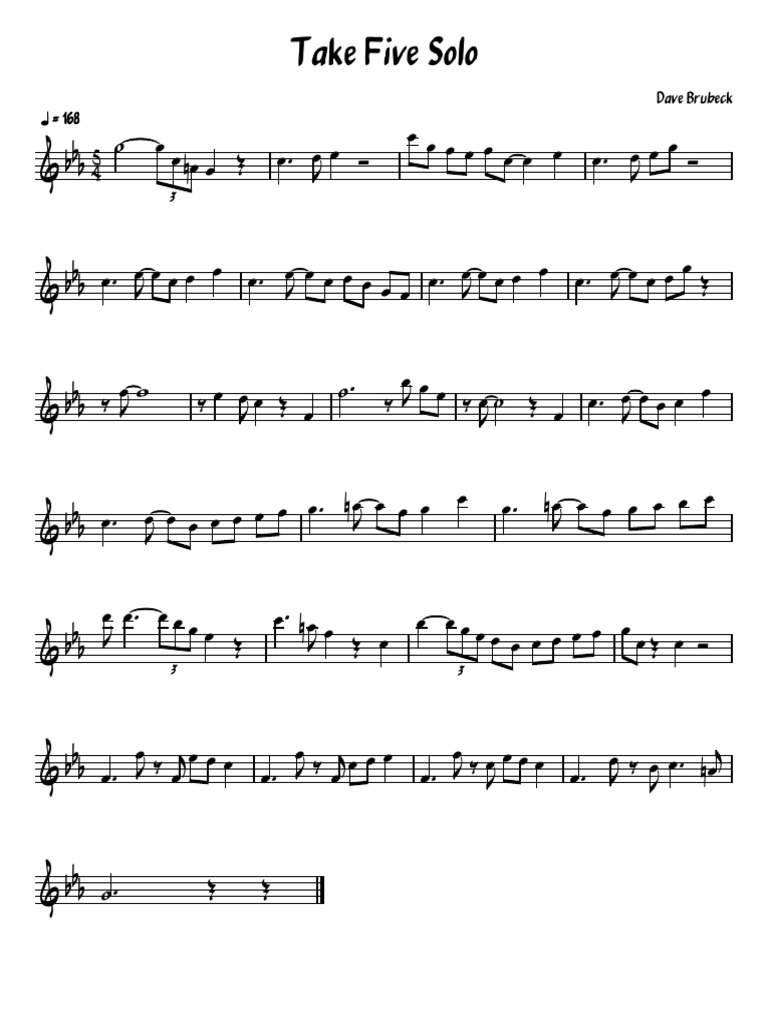 Take Five Solo For Alto Sax PDF | PDF