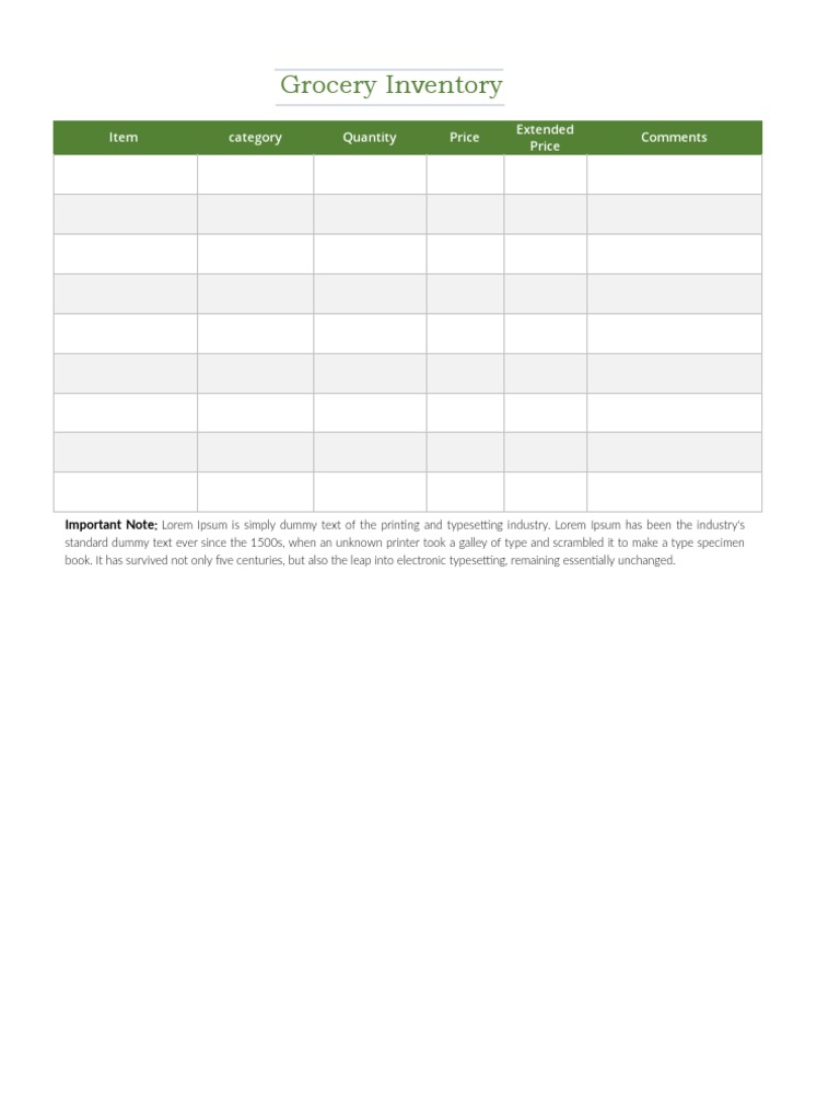 Grocery Inventory Letter | PDF