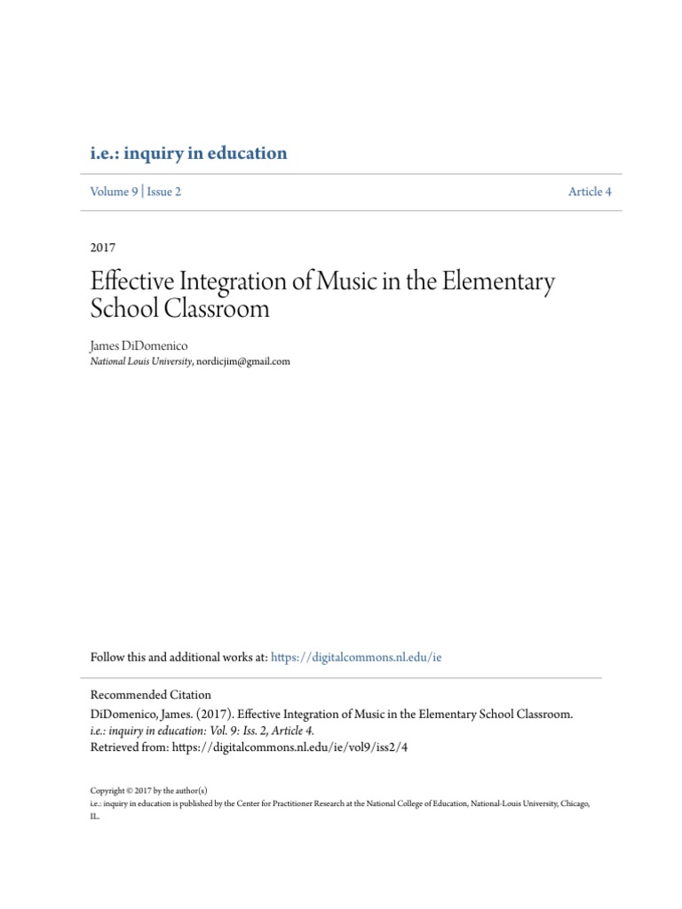 Effective Integration of Music in The Classroom | PDF | Teachers ...