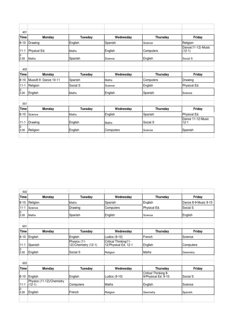 4th To 11th Schedule From Now On! | PDF | Teaching Mathematics | Science