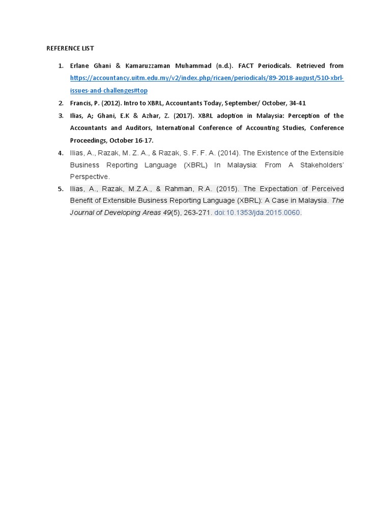 Reference List | PDF