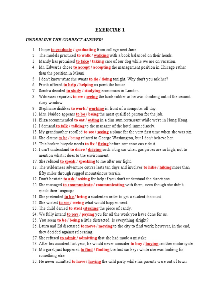 Exercise 1: Underline The Correct Answer! | PDF