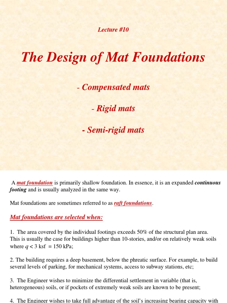 Lecture10 Mat Foundations | Download Free PDF | Drainage | Foundation ...