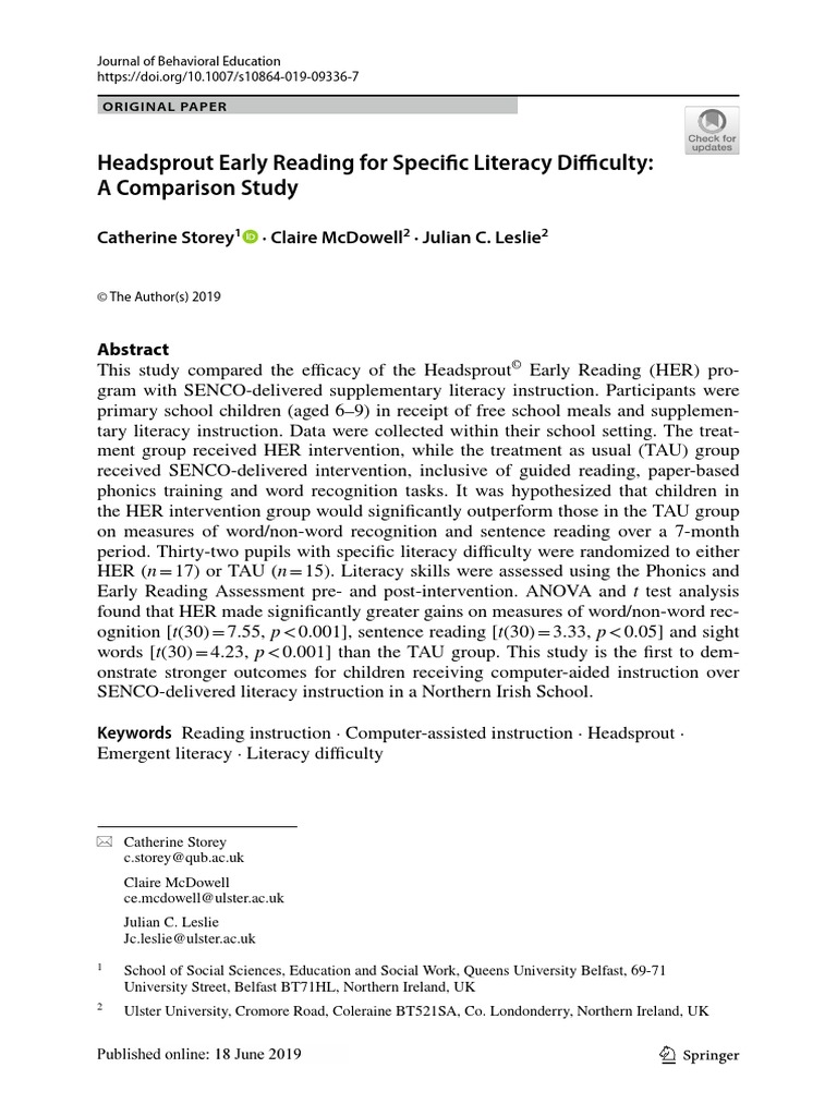 Article: Headsprout Early Reading | PDF | Phonics | Literacy