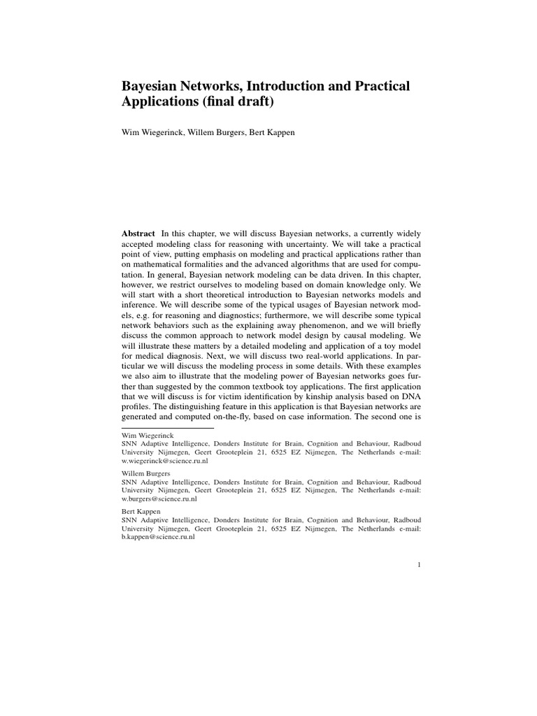 Bayesian Networks, Introduction and Practical Applications (Final Draft) | PDF | Bayesian ...
