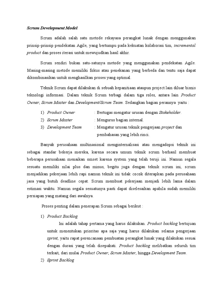 Metode Pengembangan Perangkat Lunak Agile: Scrum dan Kanban | PDF