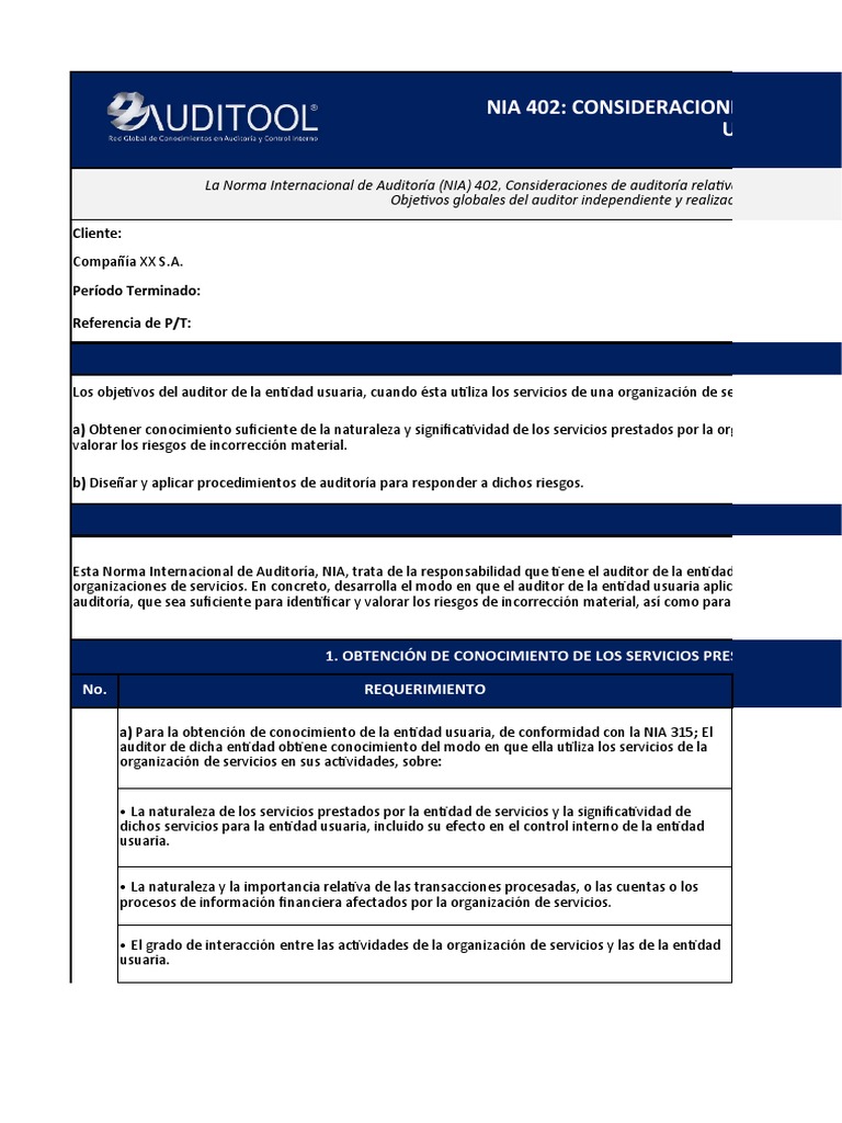 NIA 402 Consideraciones de Auditoria Relativas A Una Entidad Que ...