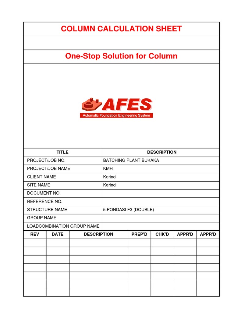 Column Calculation Sheet: Title Description | PDF | Strength Of Materials | Materials