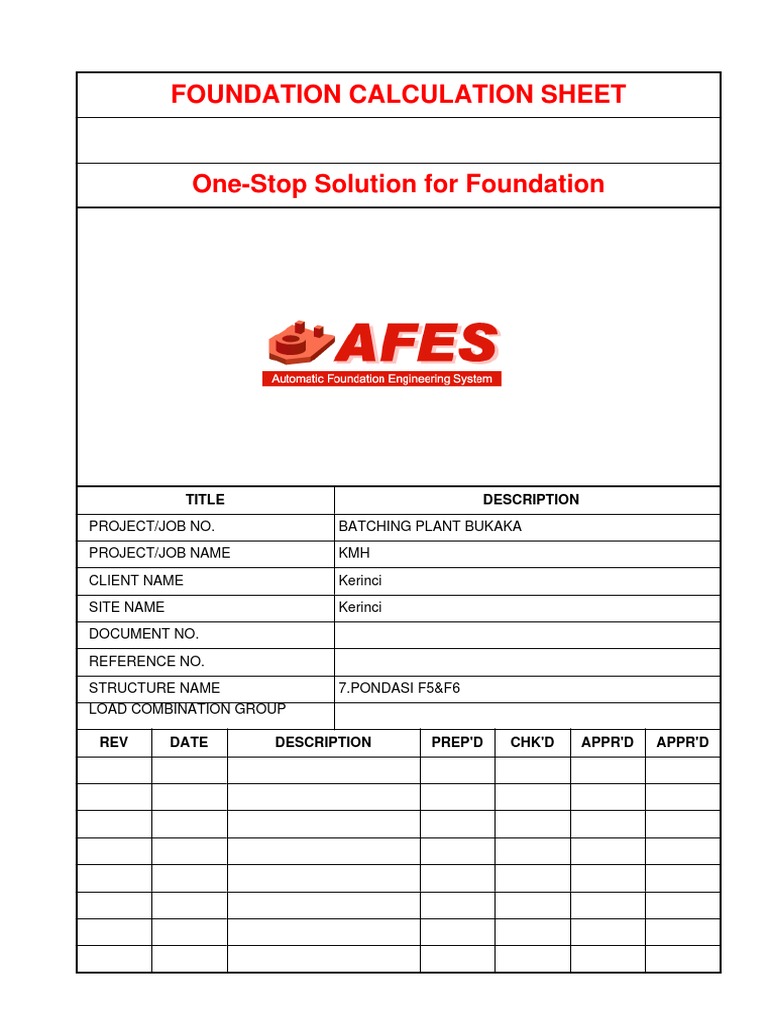 Foundation Calculation Sheet: Title Description | PDF | Mechanical ...