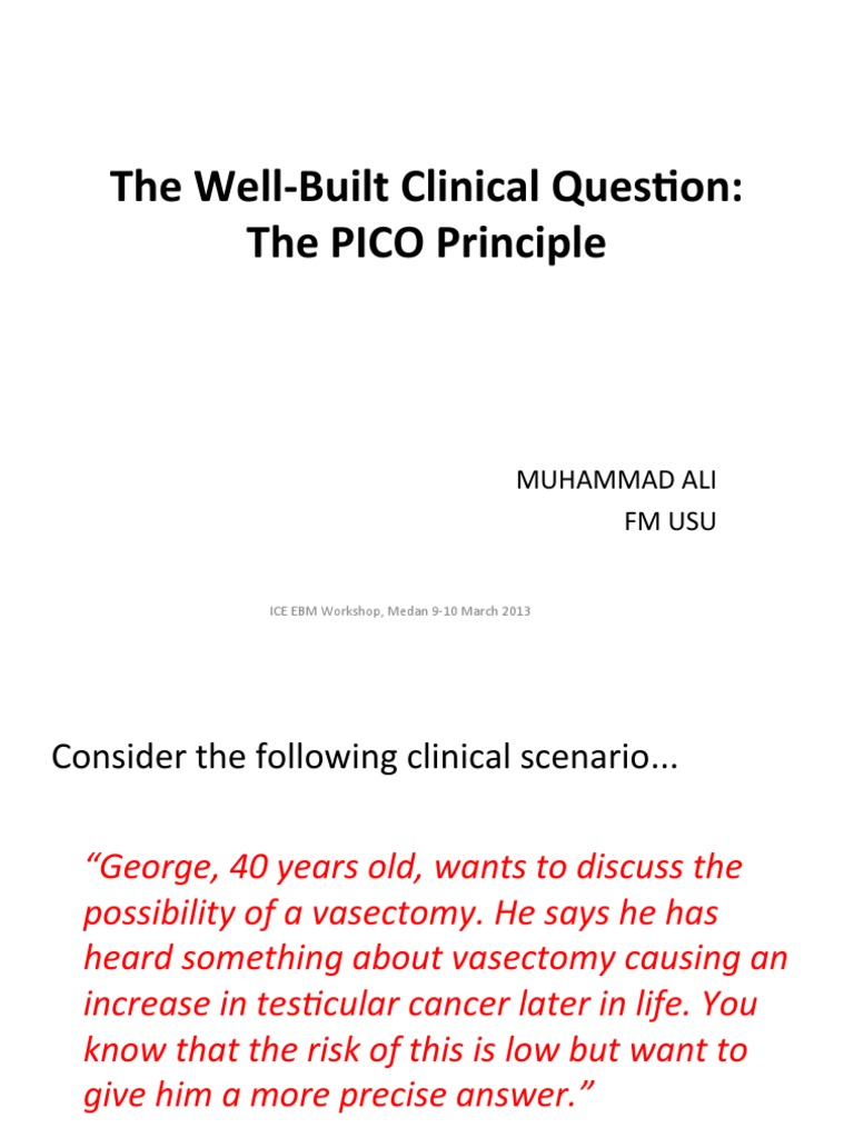 PICO Framework for Clinical Questions | PDF | Evidence Based Medicine ...