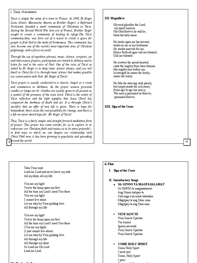 I. Taize Orientation: XII. Magnificat | PDF | Religious Behaviour And ...