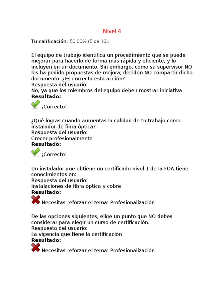 Nivel 4 | Descargar gratis PDF | Fibra óptica | Liderazgo