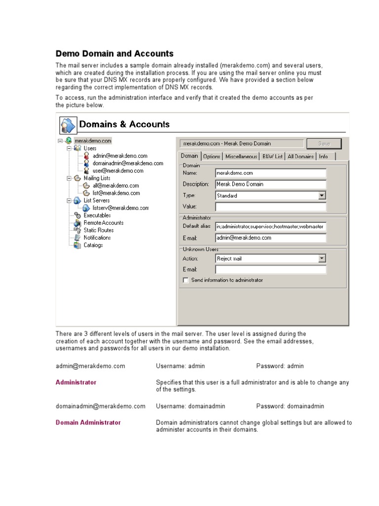 Demo Domain and Accounts: Administrator | PDF | Instant Messaging ...