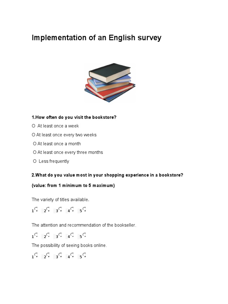 Implementation of An English Survey: 1.how Often Do You Visit The ...