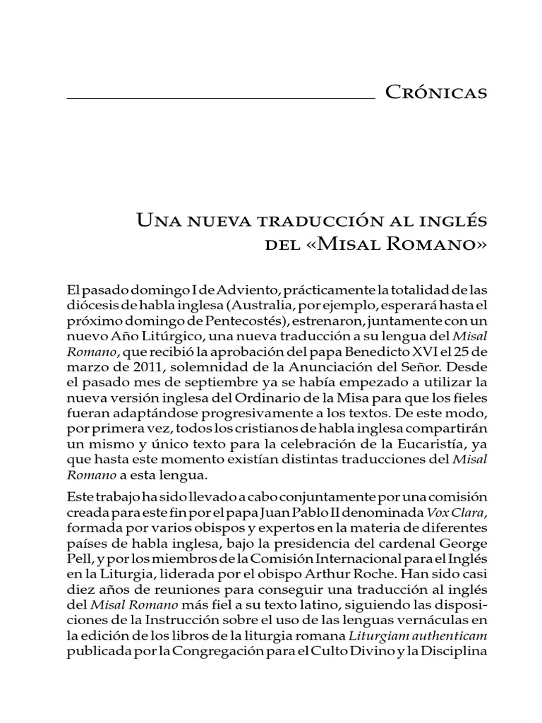 Una Nueva Traducción Al Inglés Del "Misal Romano" Phase 51 2011 649 654 | PDF | Misa (liturgia ...