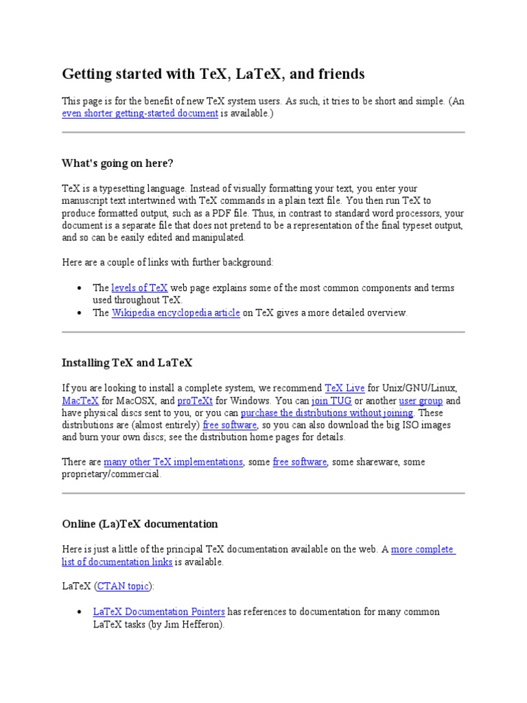 Beginner's Guide to TeX and LaTeX | PDF | Te X | Text