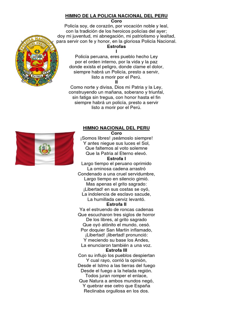 Himno de La PNP y Del Perú | PDF | Agitación