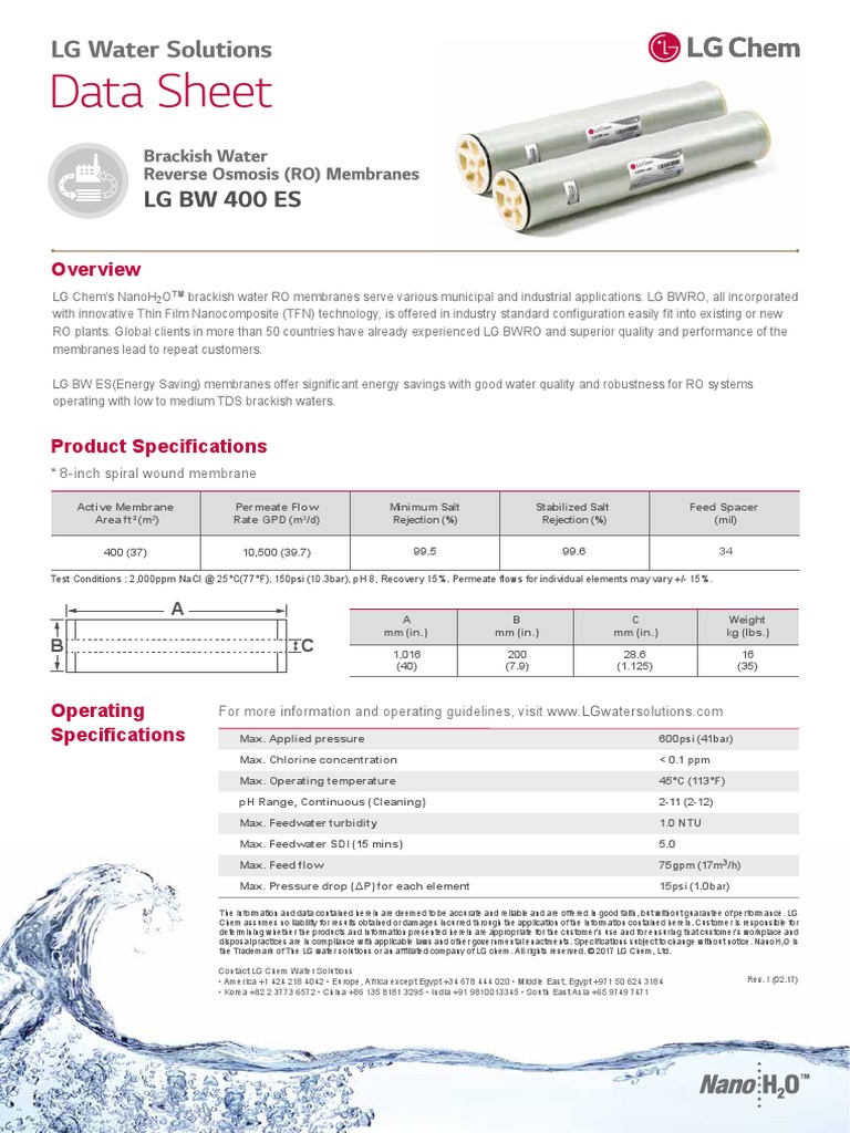 Data Sheet: LG BW 400 Es | Download Free PDF | Chemical Engineering ...