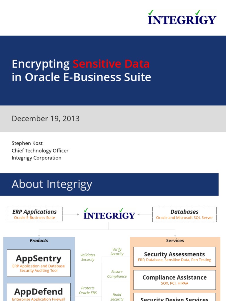 Integrigy Encrypting Sensitive Data in Oracle EBS | PDF | Transport ...