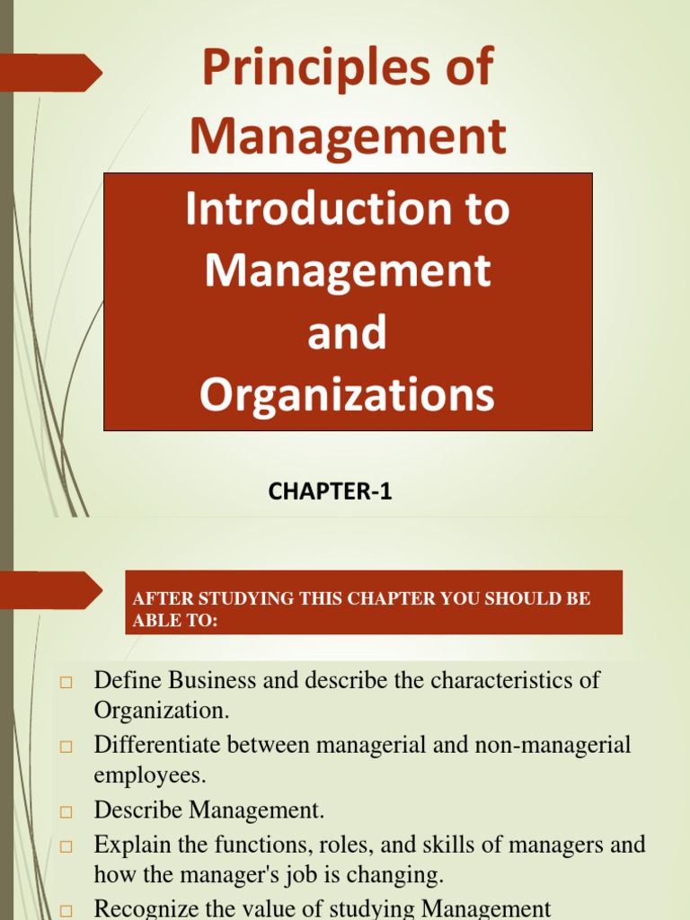 Principles of Management: Introduction To Management and Organizations ...