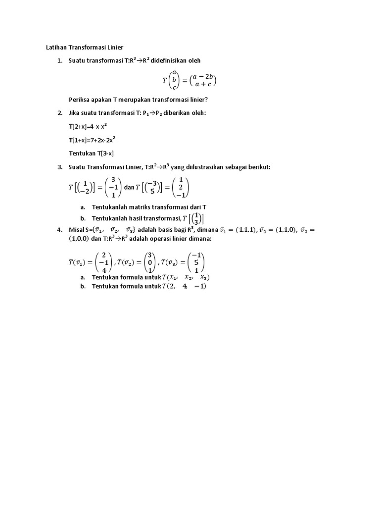 Latihan Transformasi Linier | PDF | Metode & Bahan Ajar