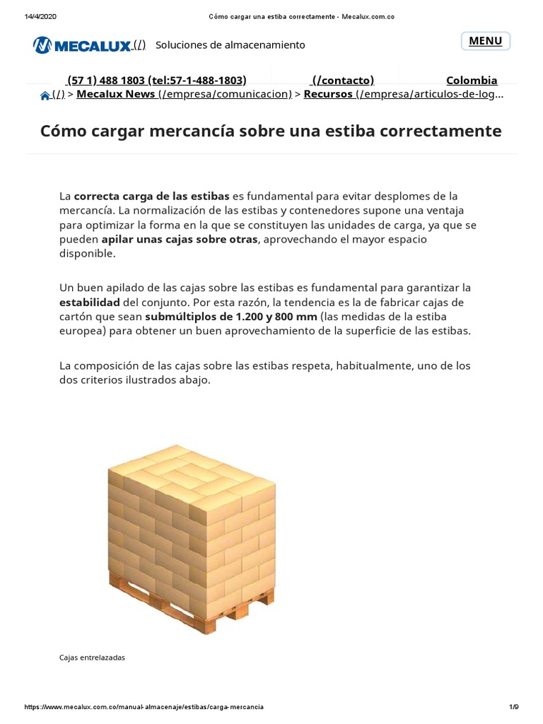 Cómo Cargar Una Estiba Correctamente - Mecalux - Com.co | PDF | Almacén ...