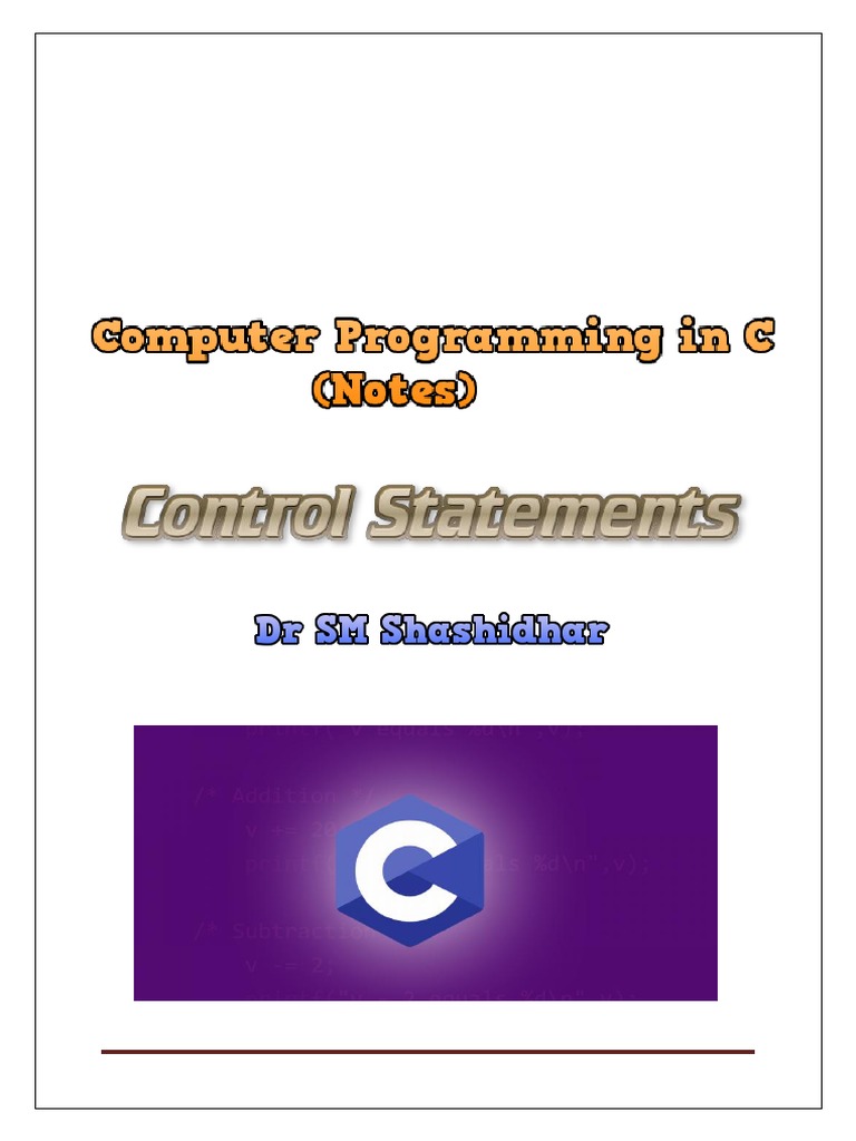 C Programming Control Statements Notes Pdf Control Flow Teaching Mathematics