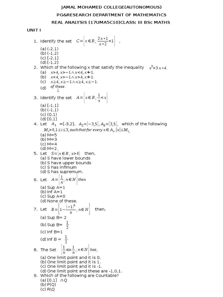 Real Analysis 17uma5c10-1 | PDF | Abstract Algebra | Teaching Mathematics