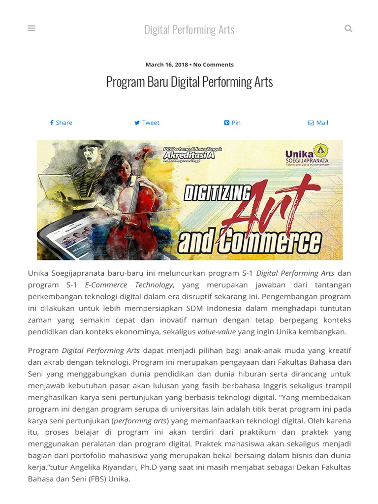 Program S-1 Digital Performing Arts | PDF