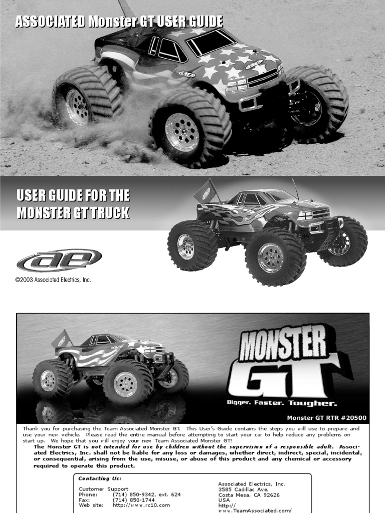 Associated Monster GT User Guide | PDF | Gear | Throttle
