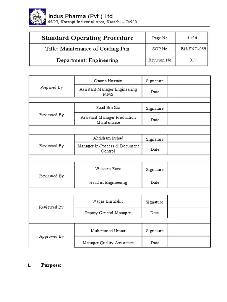 Standard Operating Procedure: Indus Pharma (PVT.) LTD | PDF | Electric ...